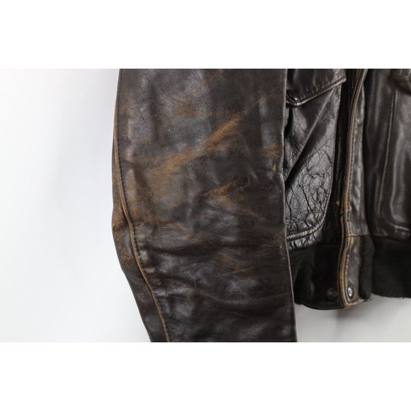 Schott | Jackets & Coats | Vintage 7s Schott 36 Thrashed Is 674 Ms Leather Flight Bomber Jacket ...